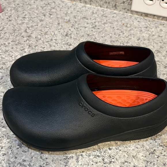 CROCS | Shoes | Crocs On The Clock Lite Ride Work Slipon Black Clogs Sz ...